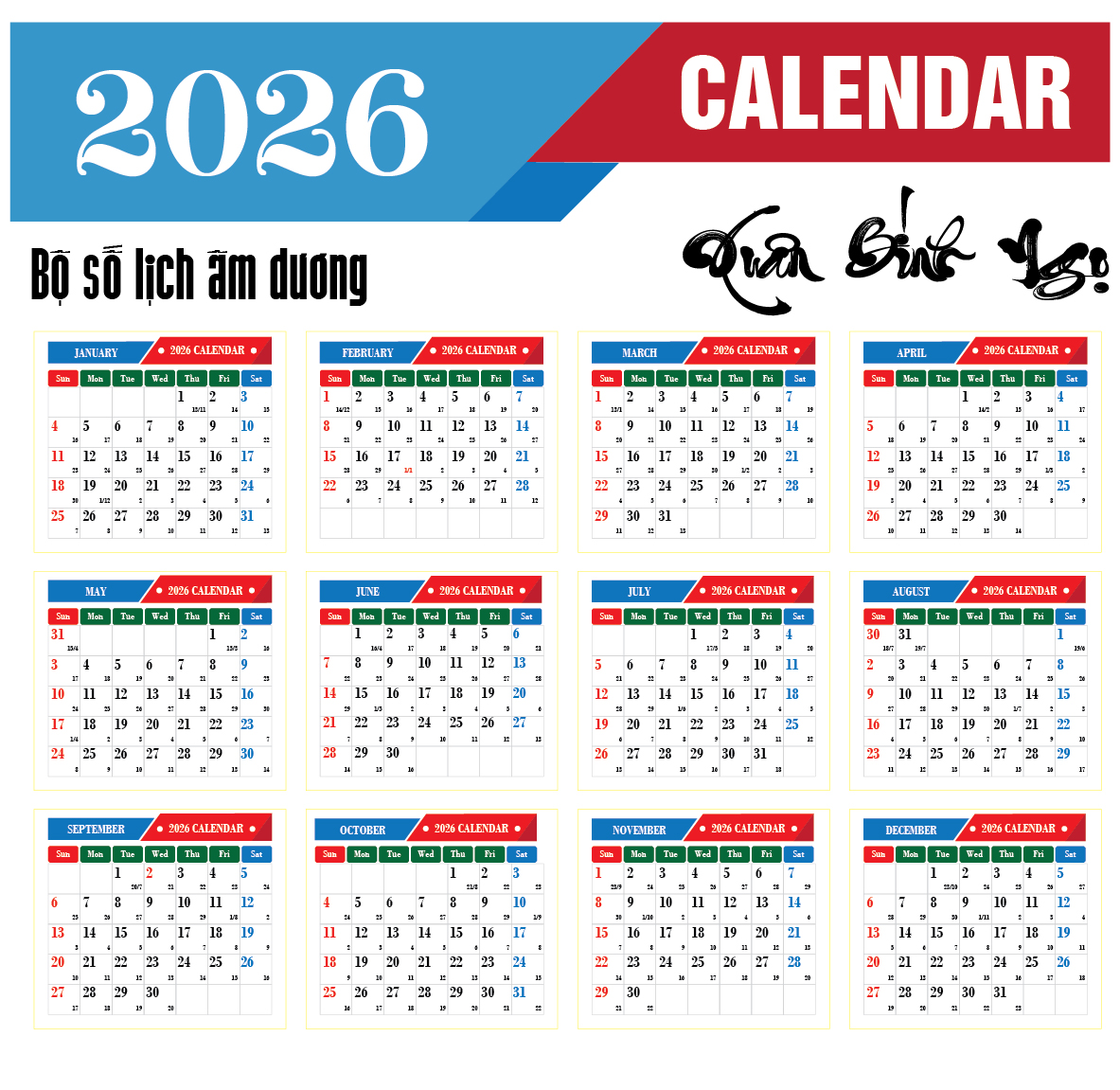 FILE VECTOR BỘ SỐ LỊCH ÂM DƯƠNG 2026 - Phước Nguyễn