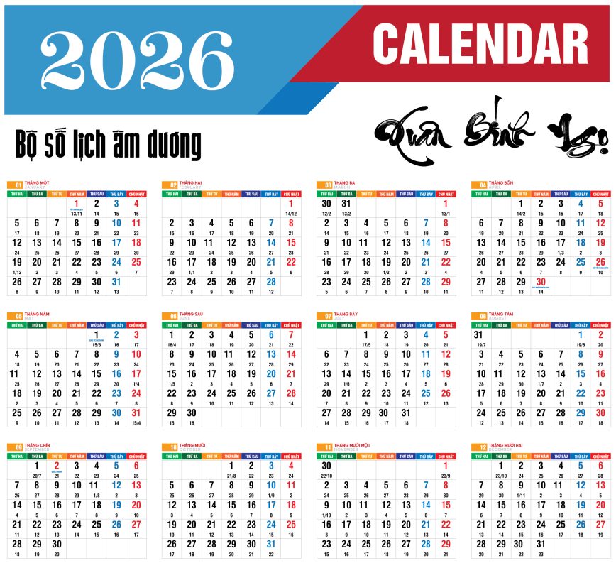 FILE VECTOR BỘ SỐ LỊCH ÂM DƯƠNG 2026 - Phước Nguyễn