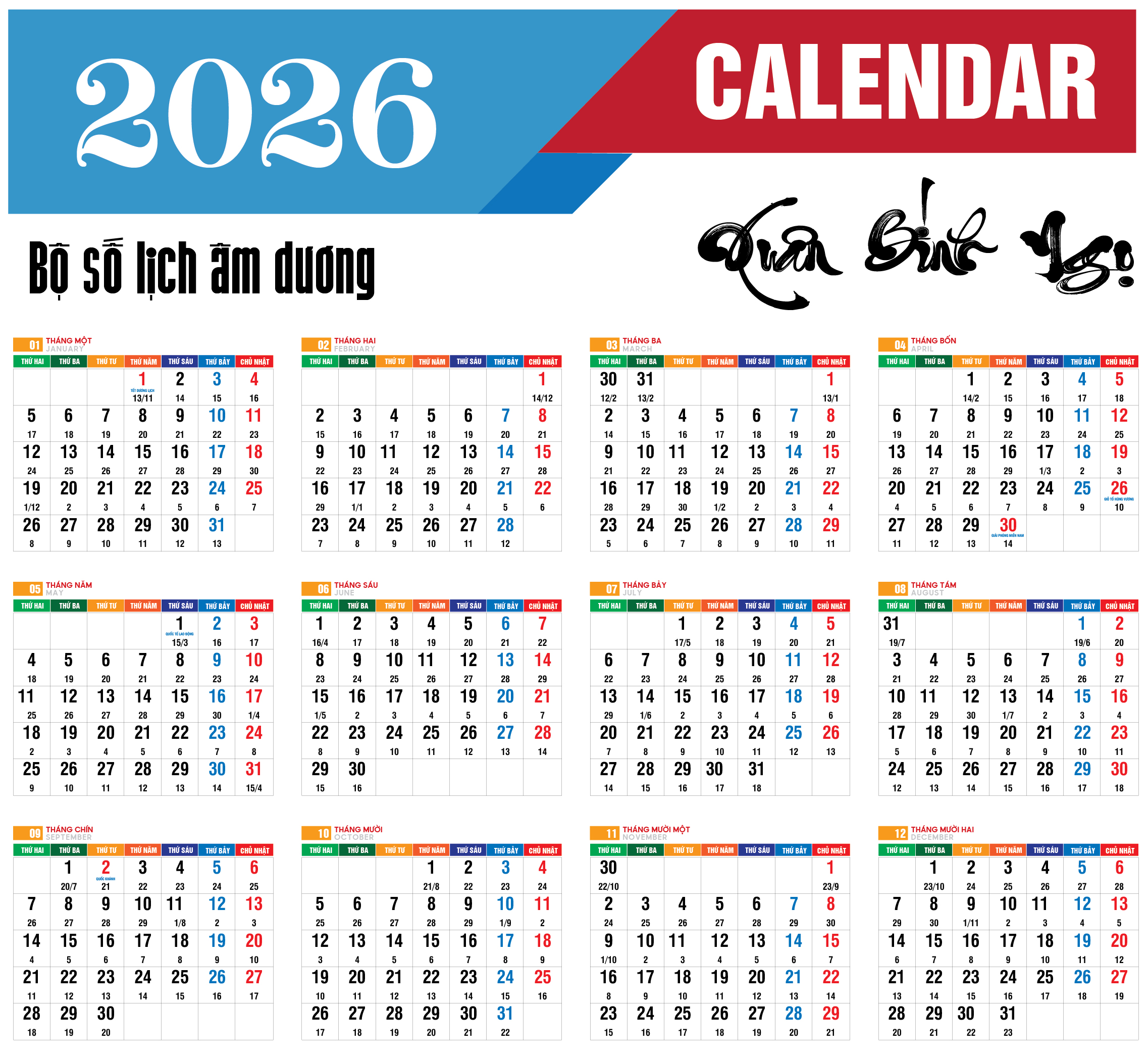 FILE VECTOR BỘ SỐ LỊCH ÂM DƯƠNG 2026 - Phước Nguyễn