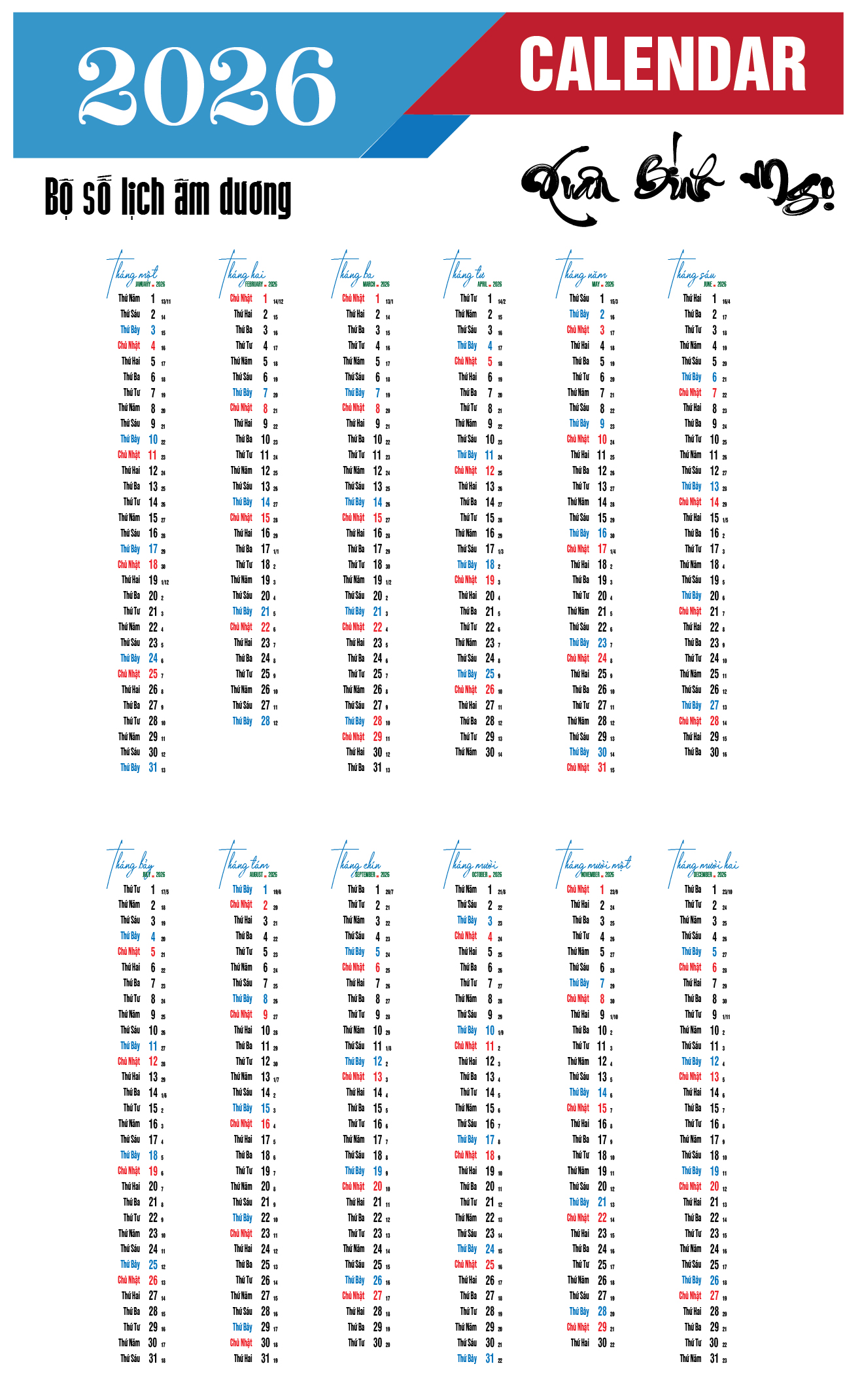 FILE VECTOR BỘ SỐ LỊCH ÂM DƯƠNG 2026 - Phước Nguyễn