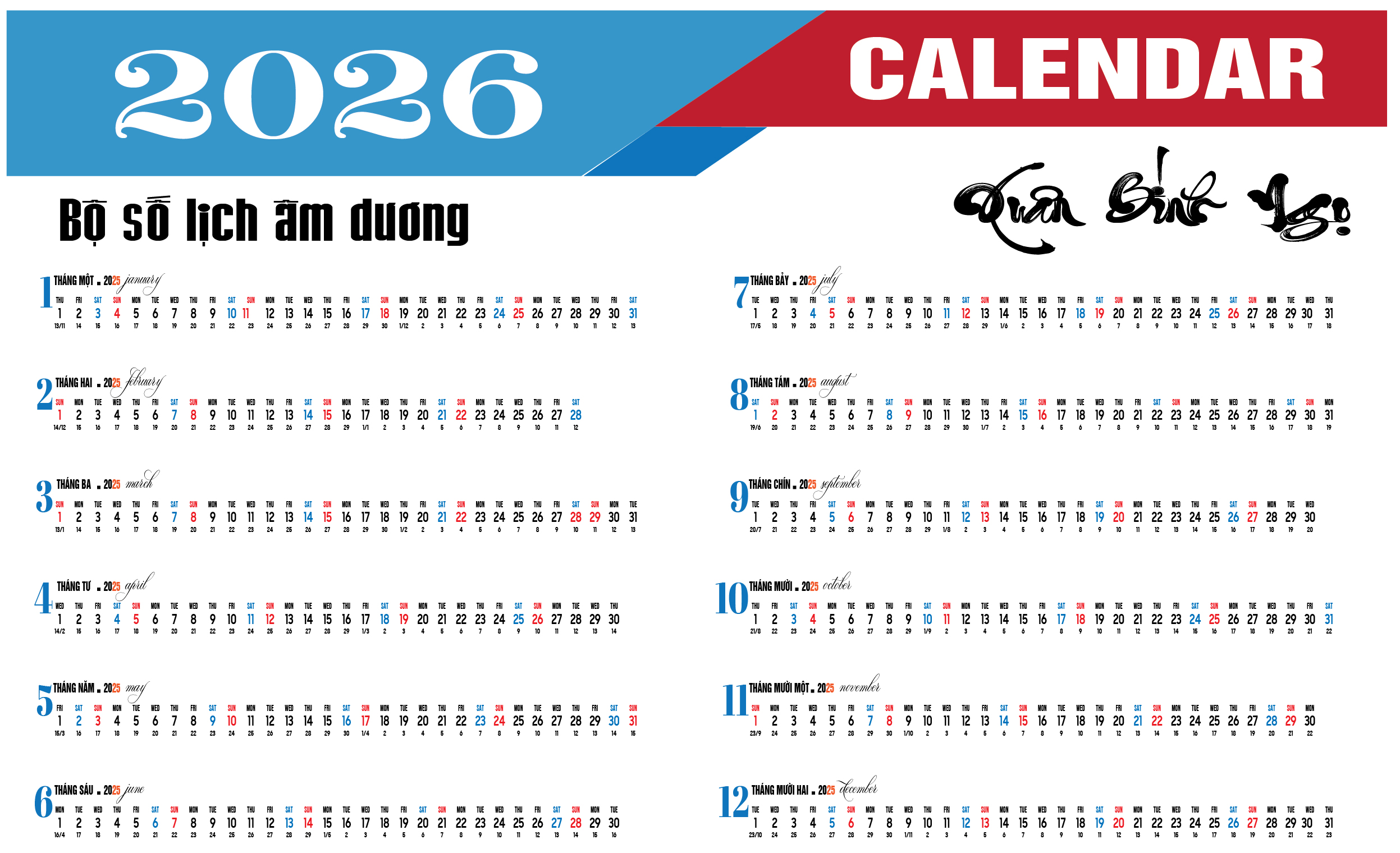 FILE VECTOR BỘ SỐ LỊCH ÂM DƯƠNG 2026 - Phước Nguyễn
