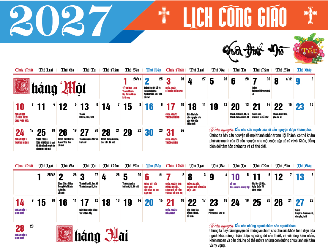 Bộ Số Lịch Công Giáo 2027 (File Vector) - Phước Nguyễn