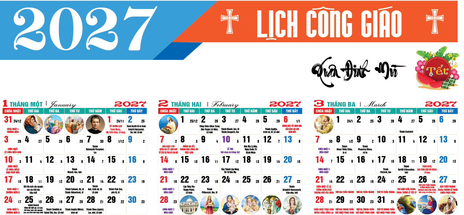 Bộ Số Lịch Công Giáo 2027 (File Vector) - Phước Nguyễn